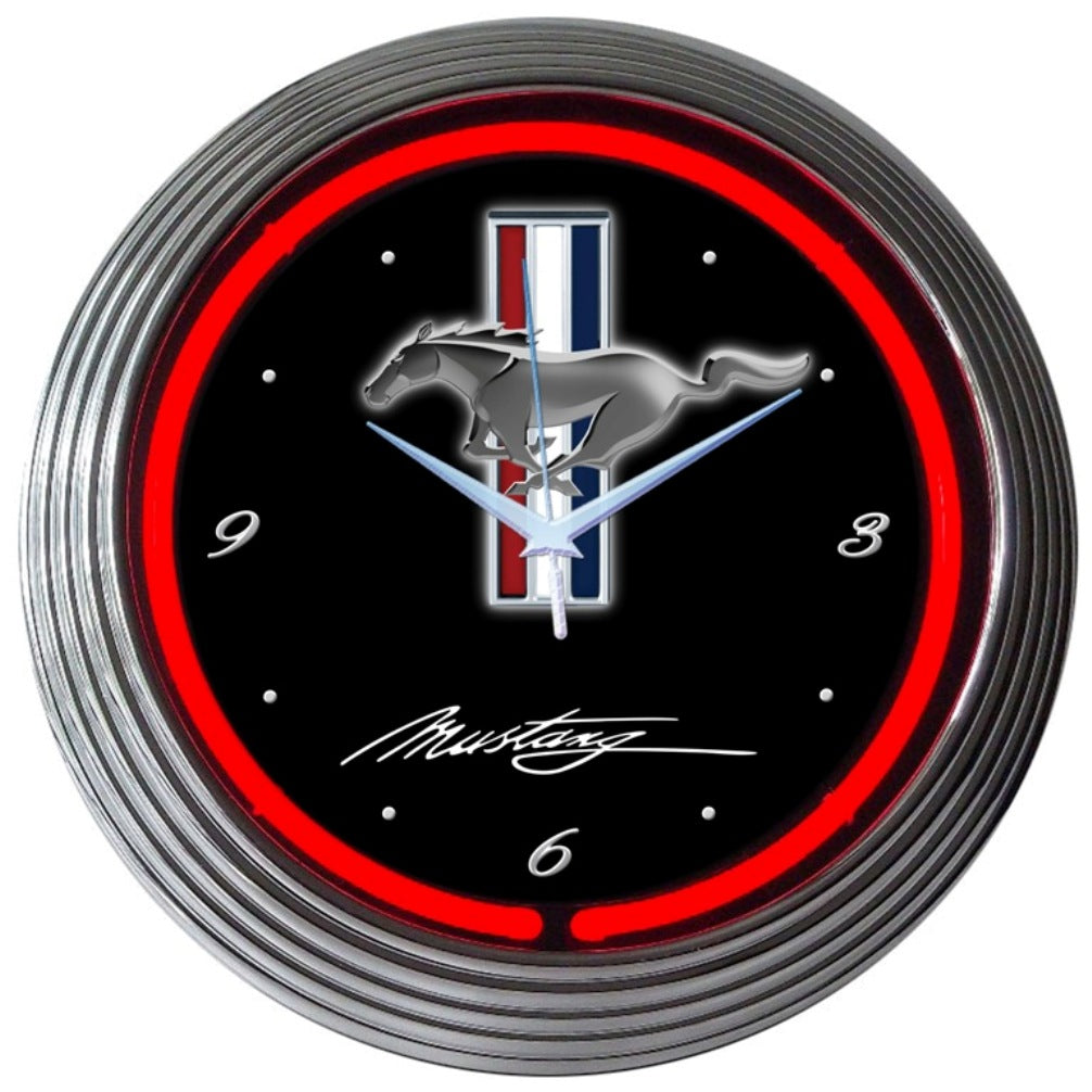 Ford Mustang Red Neon Clocks – ManCave Store