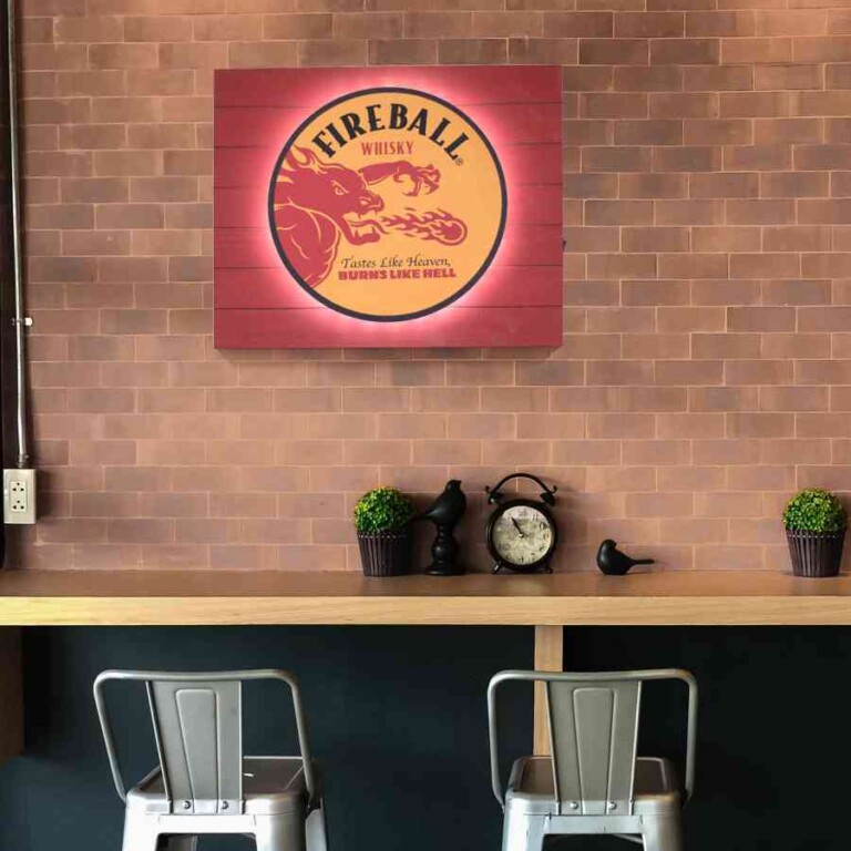 Fireball LED Backlit Wooden Sign - Mymancave Store